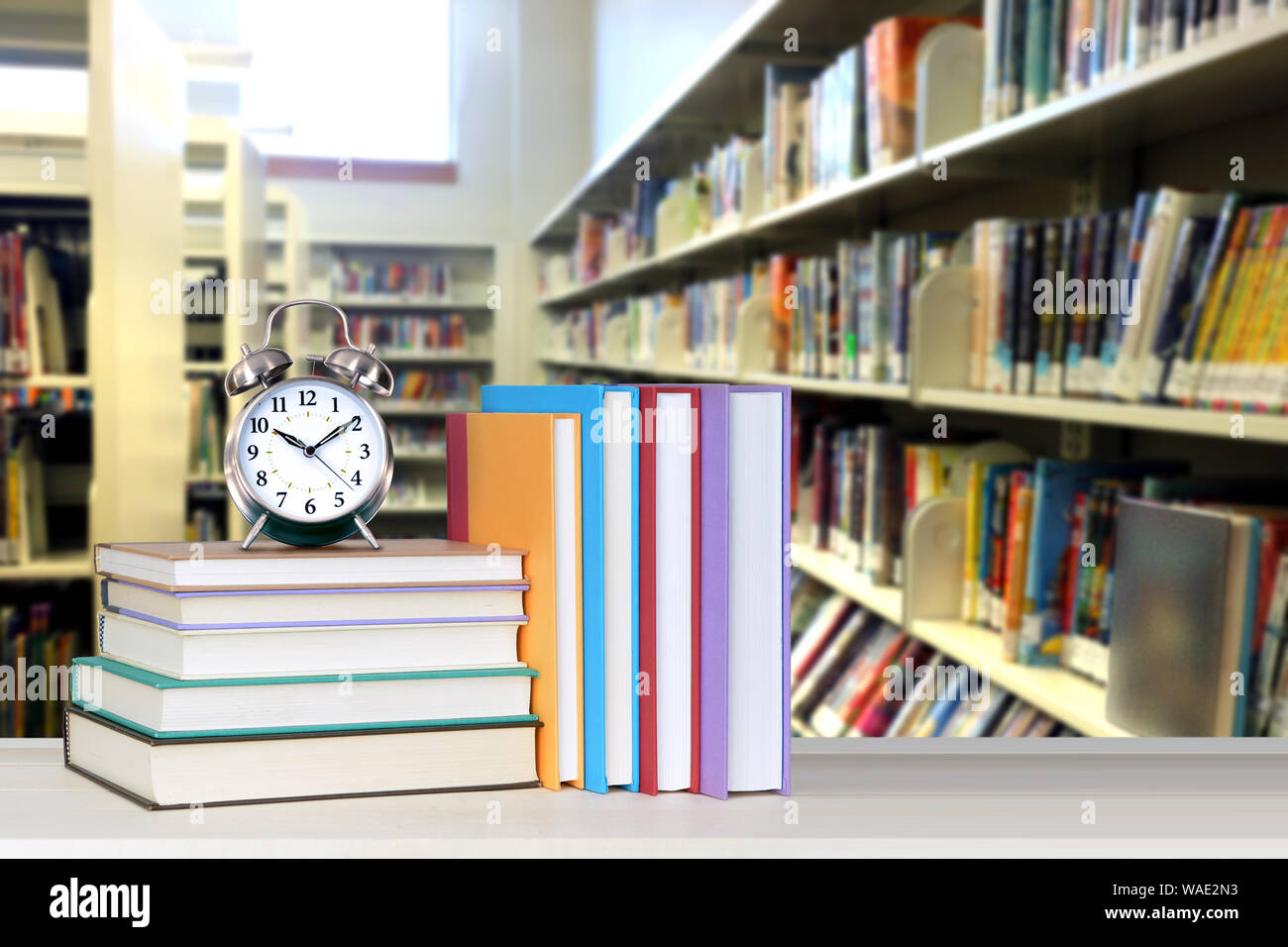book and very blurry library for back to school concept Stock Photo - Alamy