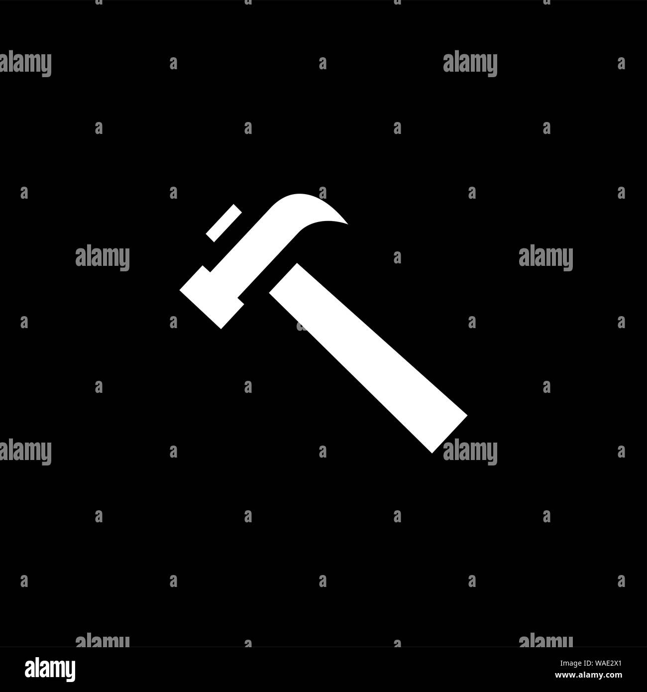 Hammer Icon On Black Background. Black Flat Style Vector Illustration ...