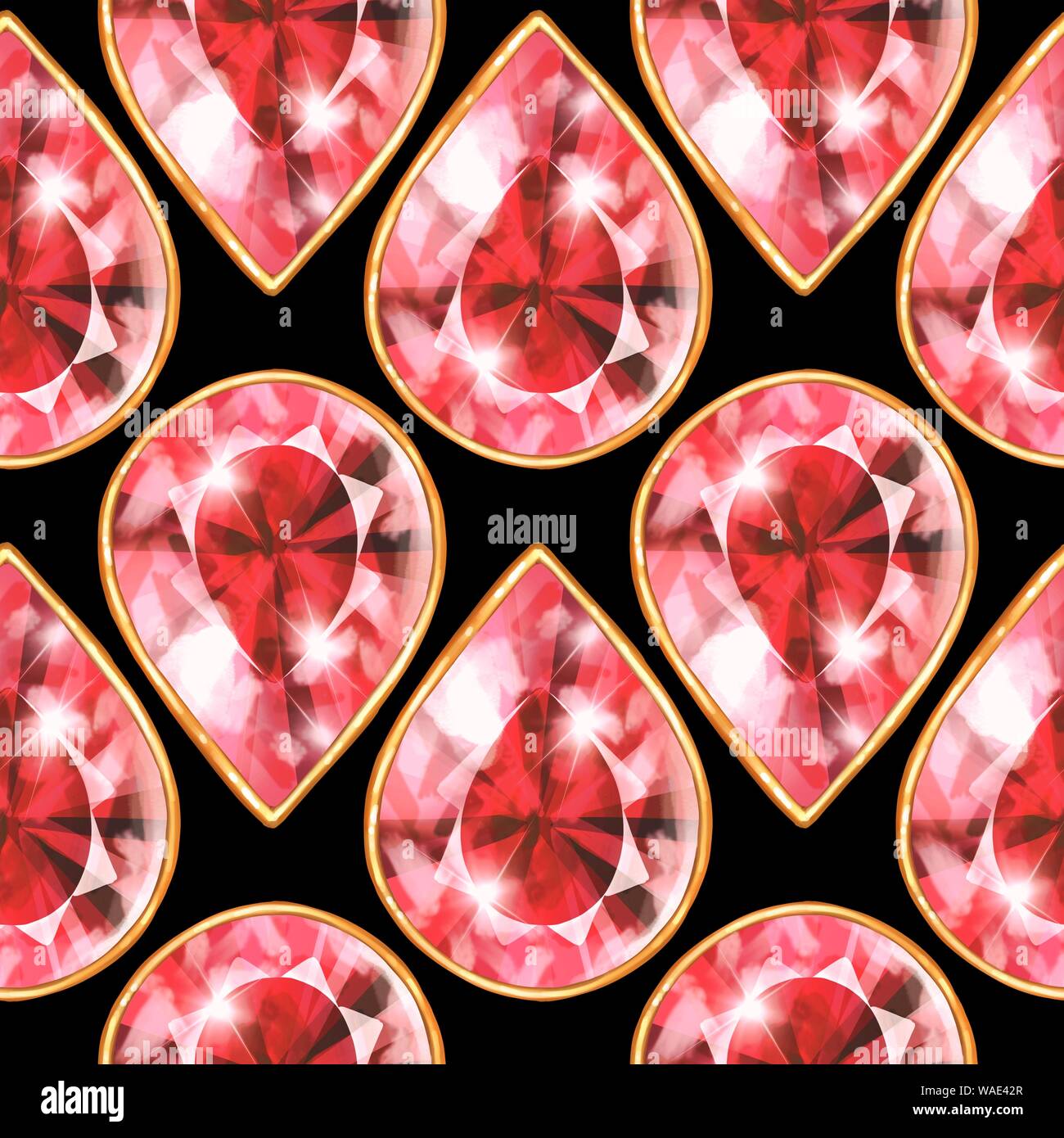 Seamless red gemstones background on black. Jewels pattern Stock Photo ...