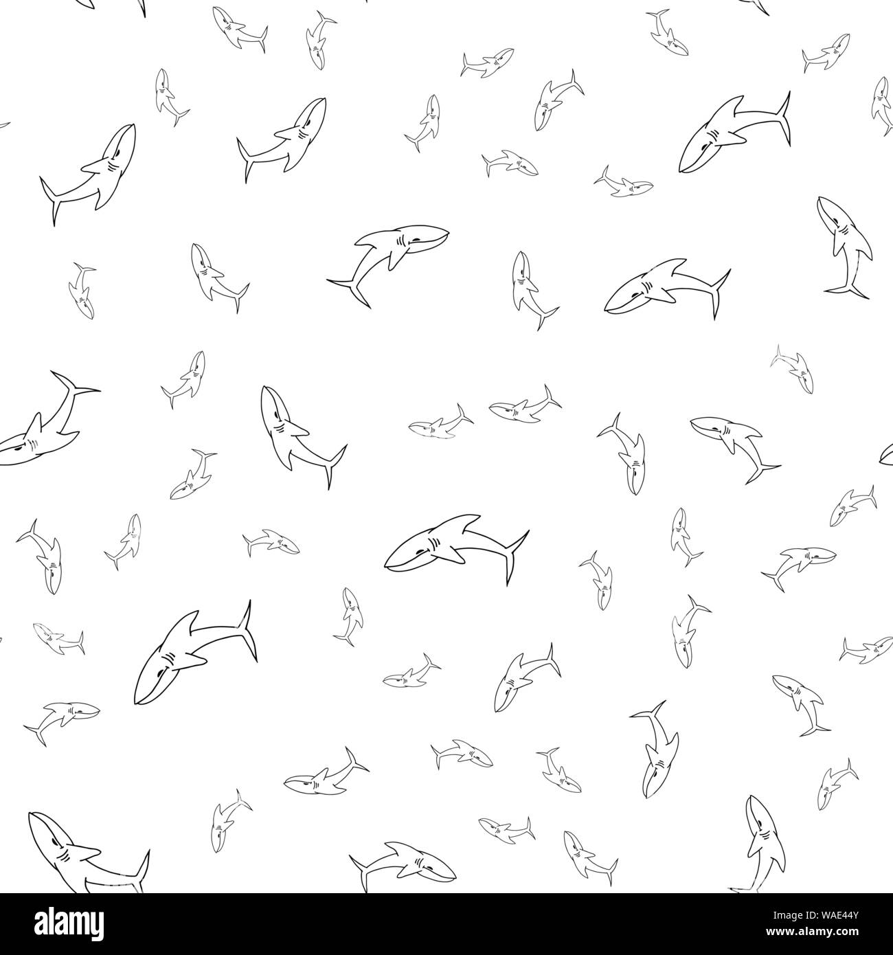 Seamless pattern of outline shark. Seamless pattern of shark, great ...