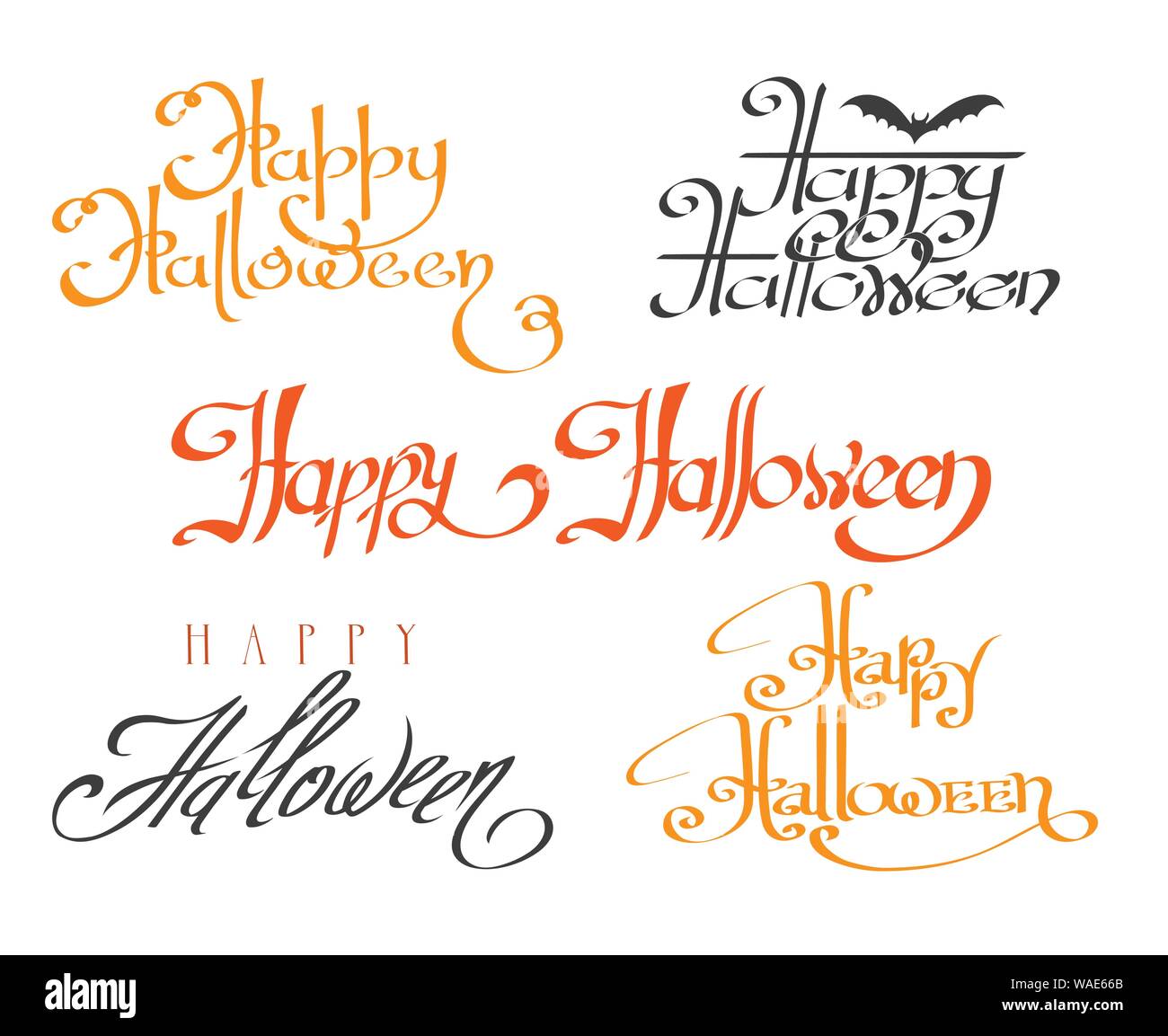 Happy halloween lettering texts. Halloweens calligraphy and typography ...
