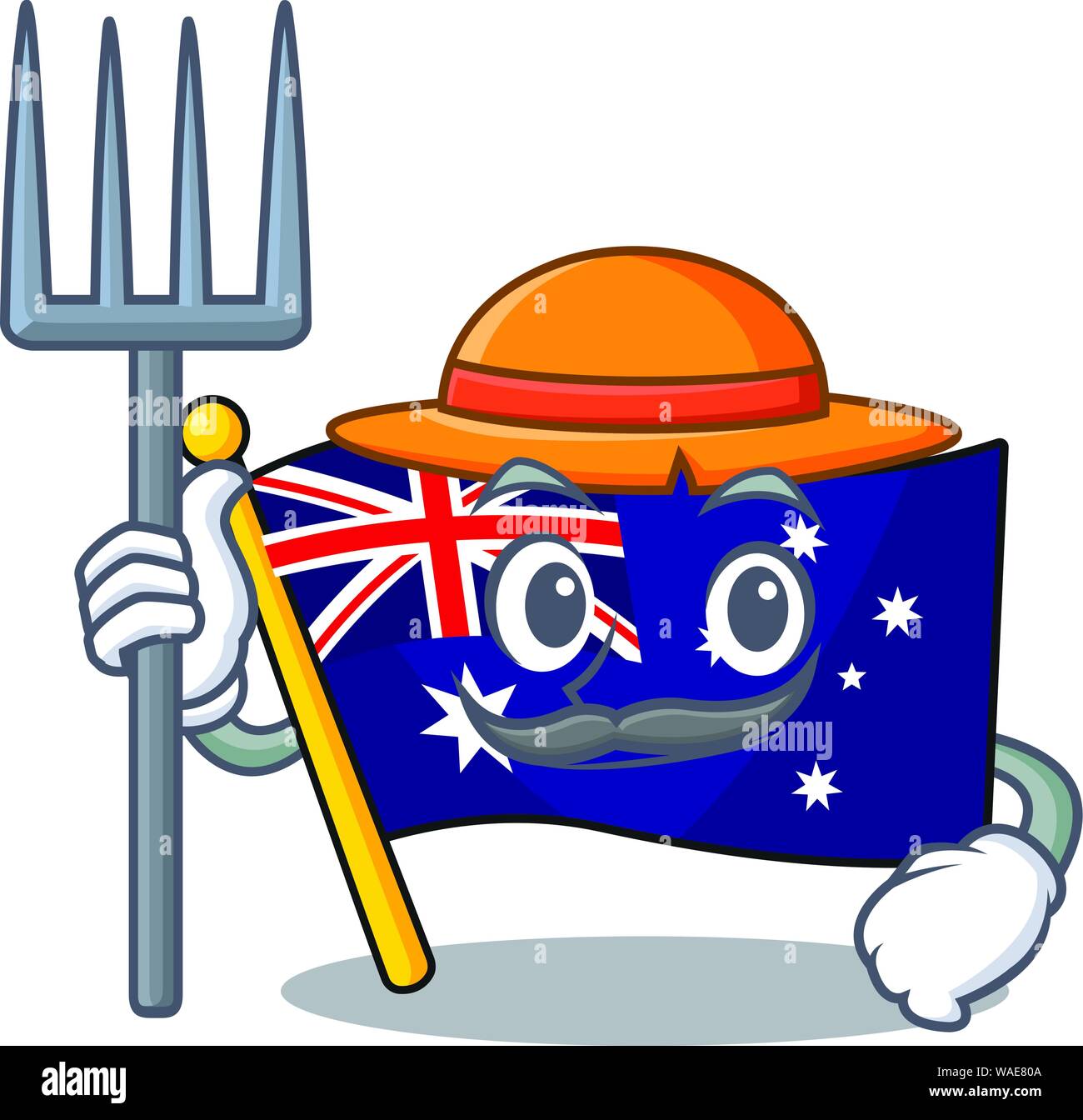 Farmer australian flag clings to cartoon wall Stock Vector Image & Art ...