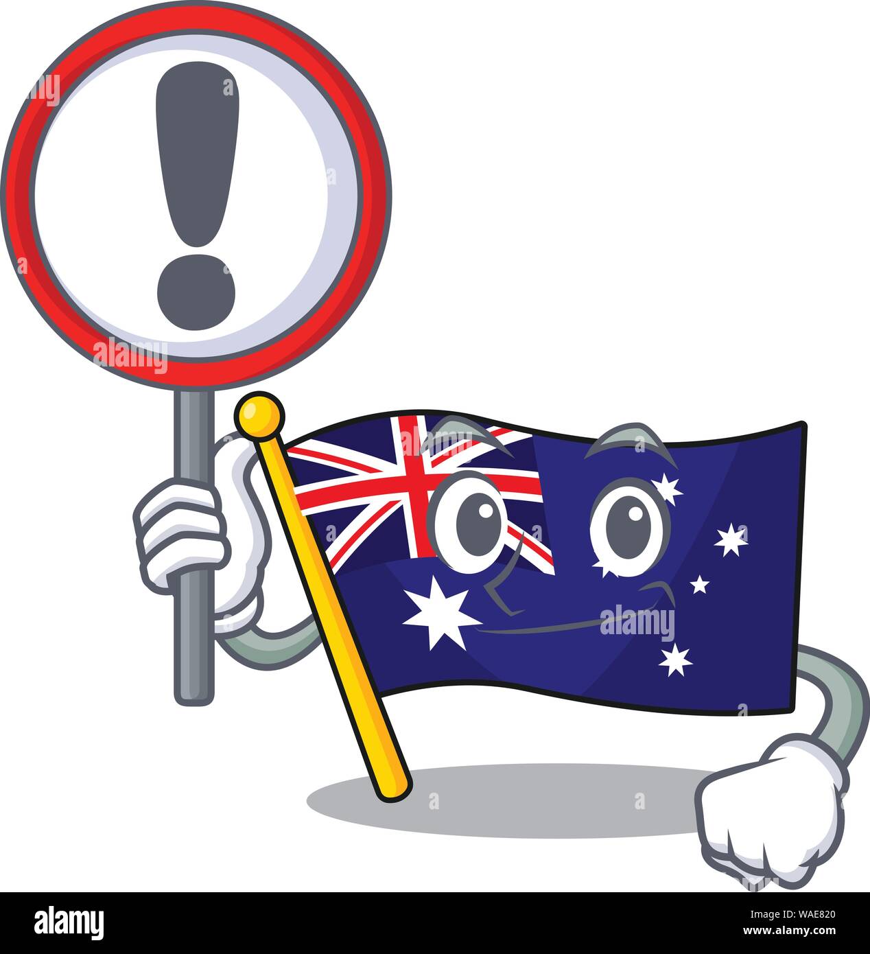 With sign australian flag clings to cartoon wall Stock Vector Image ...