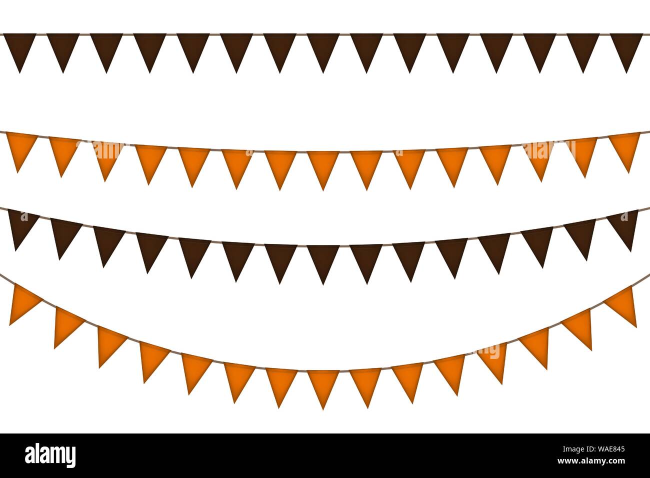 Halloween triangle flag garland. Black and yellow. Vector illustration ...