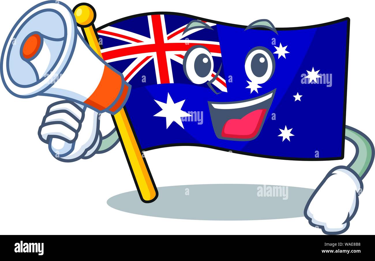 With megaphone australian flag clings to cartoon wall Stock Vector ...