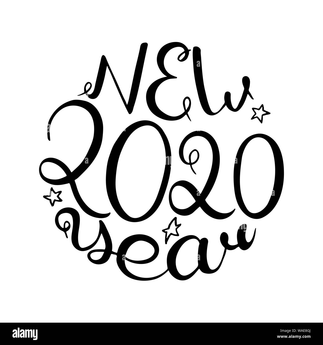 2020 New Year. Calligraphic vintage inscription Vector illustration ...