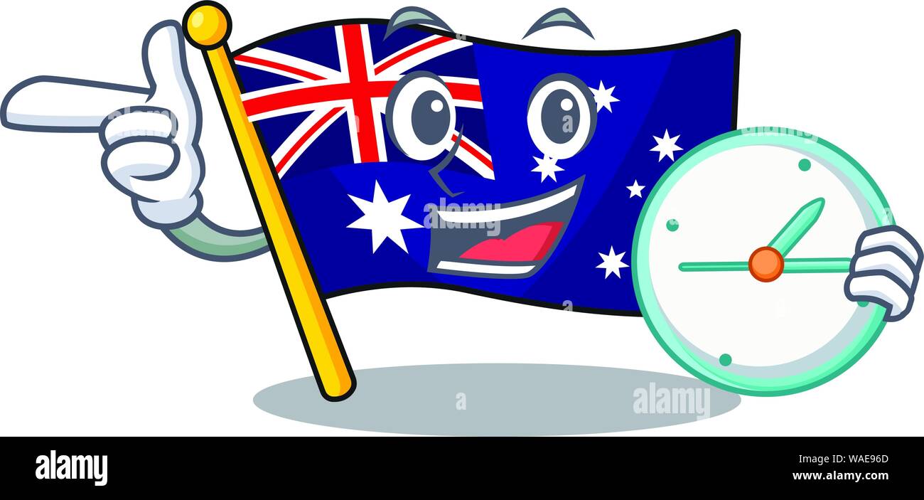 With clock australian cartoon flag kept in cupboard Stock Vector Image ...