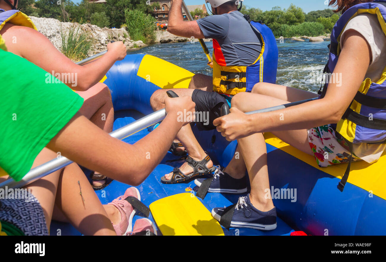 Rafting team , summer extreme water sport Stock Photo - Alamy