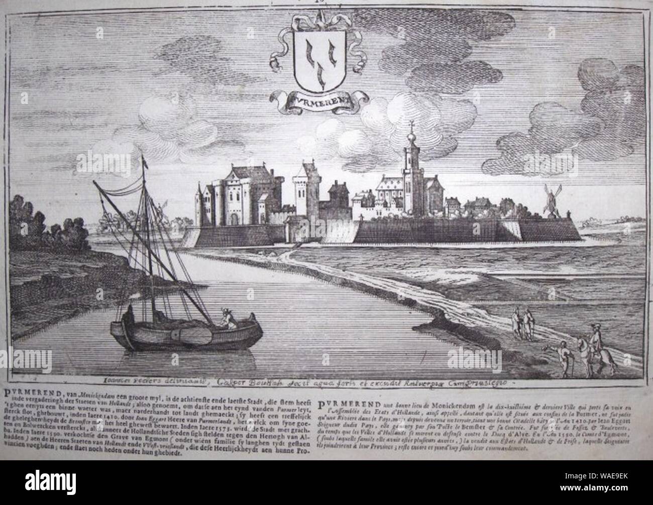 Drawing of Purmerend in the year 1674 Stock Photo - Alamy