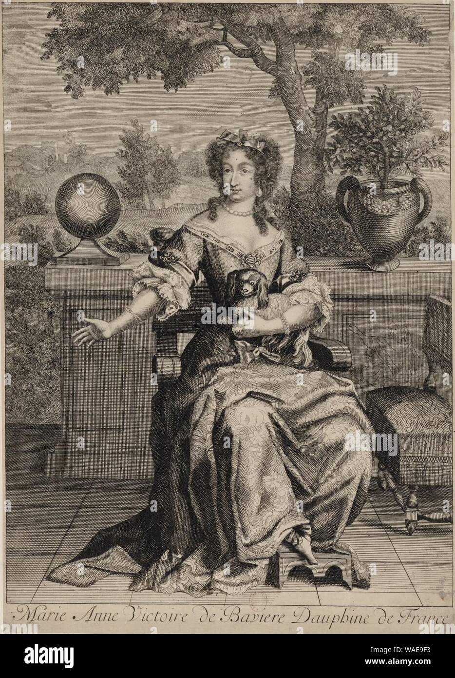 Drawing of Marie Anne Victoire de Bavière, daughter in law of Louis XIV ...