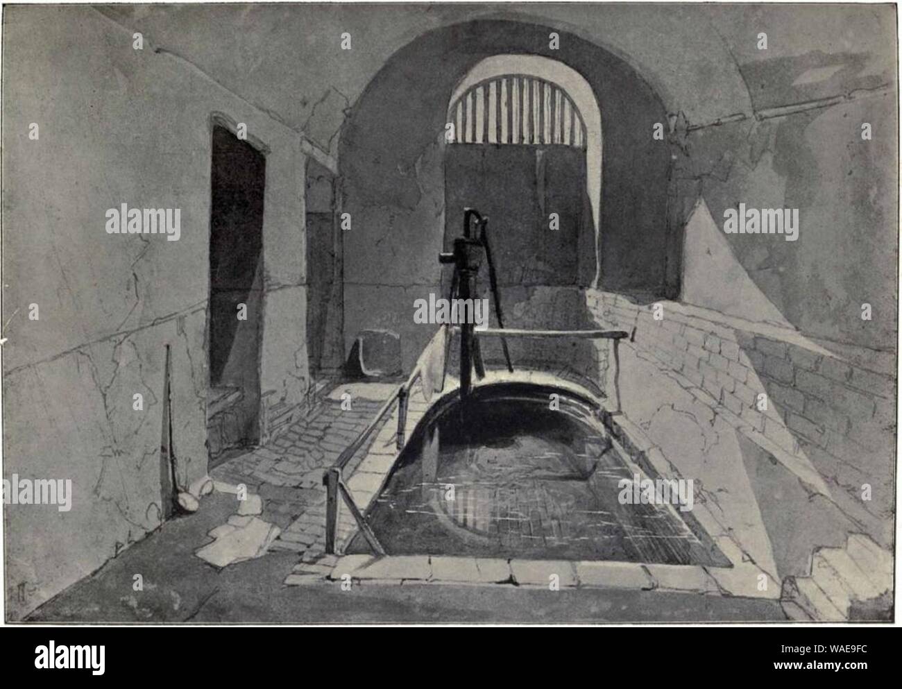 Drawing of Roman Bath in the Strand 1841 Stock Photo - Alamy