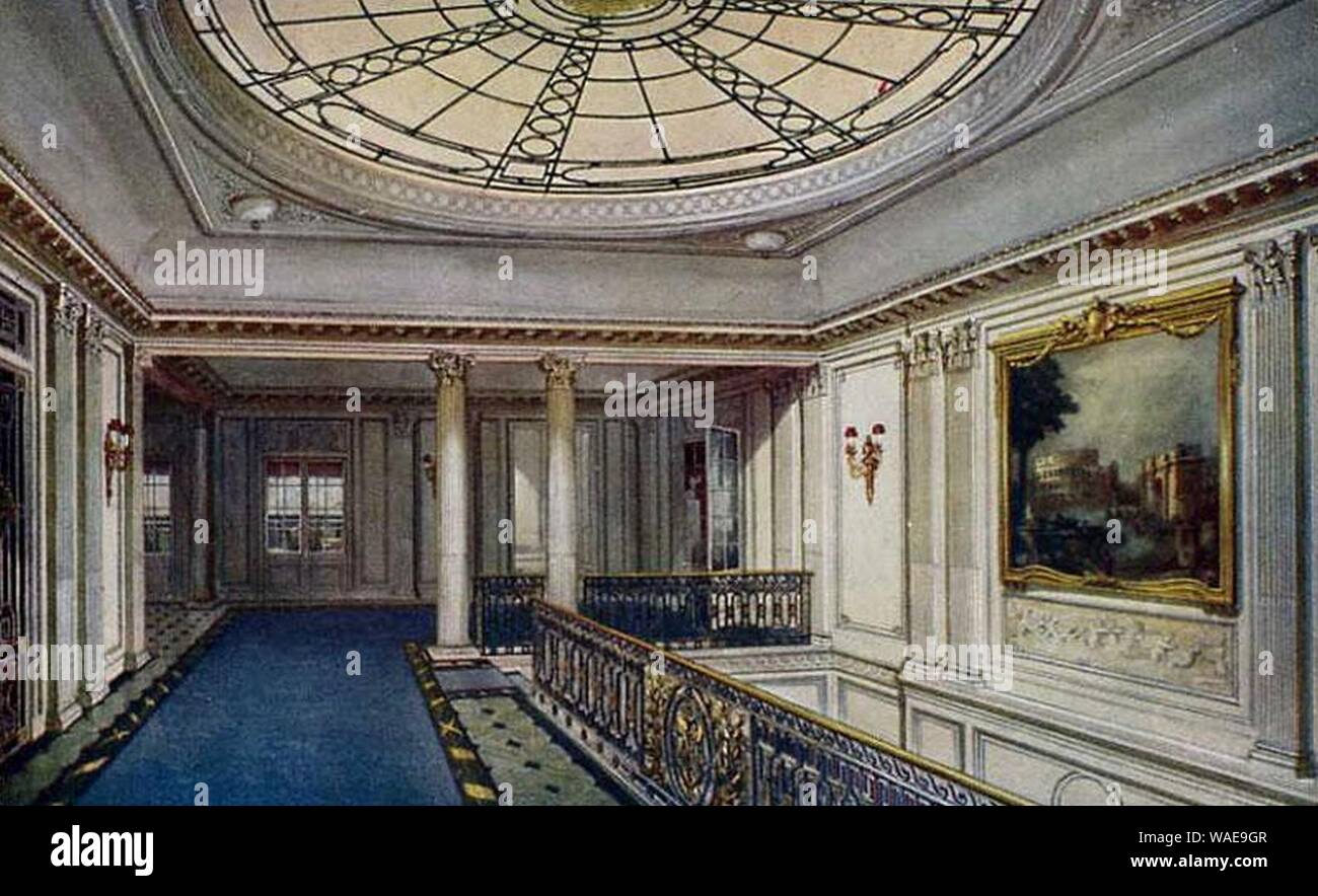 Drawing of the First Class Staircase on the RMS Aquitania Stock Photo ...