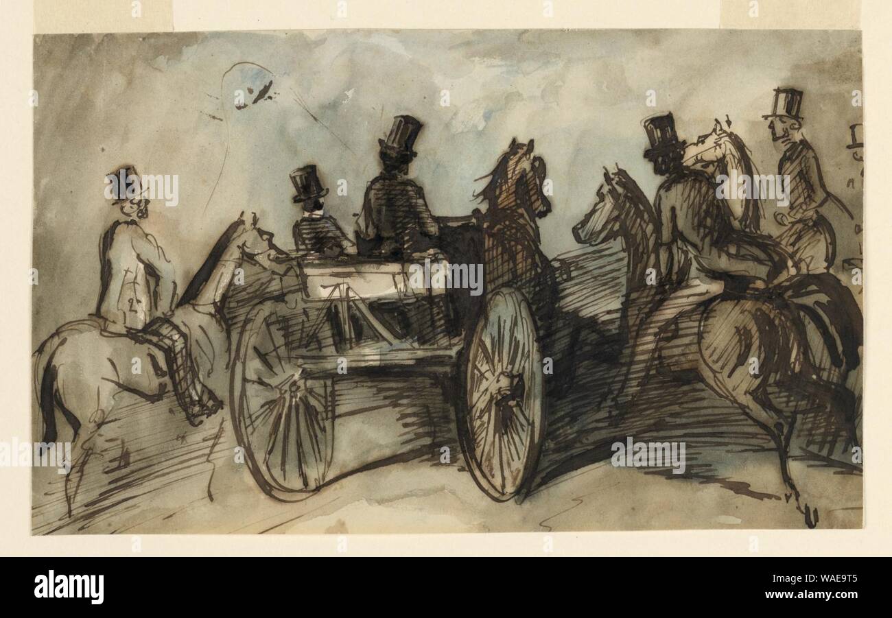 Drawing, A Carriage and Three Riders, ca. 1858 Stock Photo - Alamy