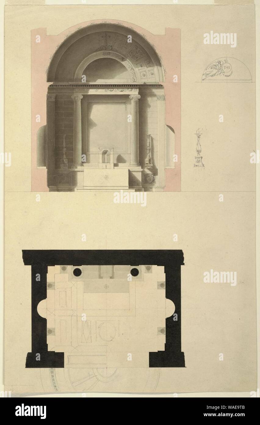 Drawing, A Chapel; Elevation and Floor Plan, ca. 1820 Stock Photo - Alamy