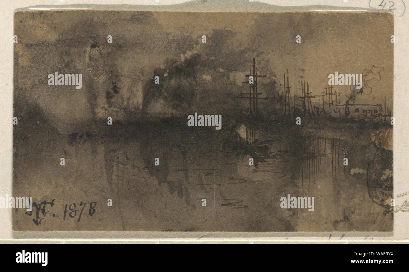 Drawing, A Harbor, 1878 Stock Photo - Alamy