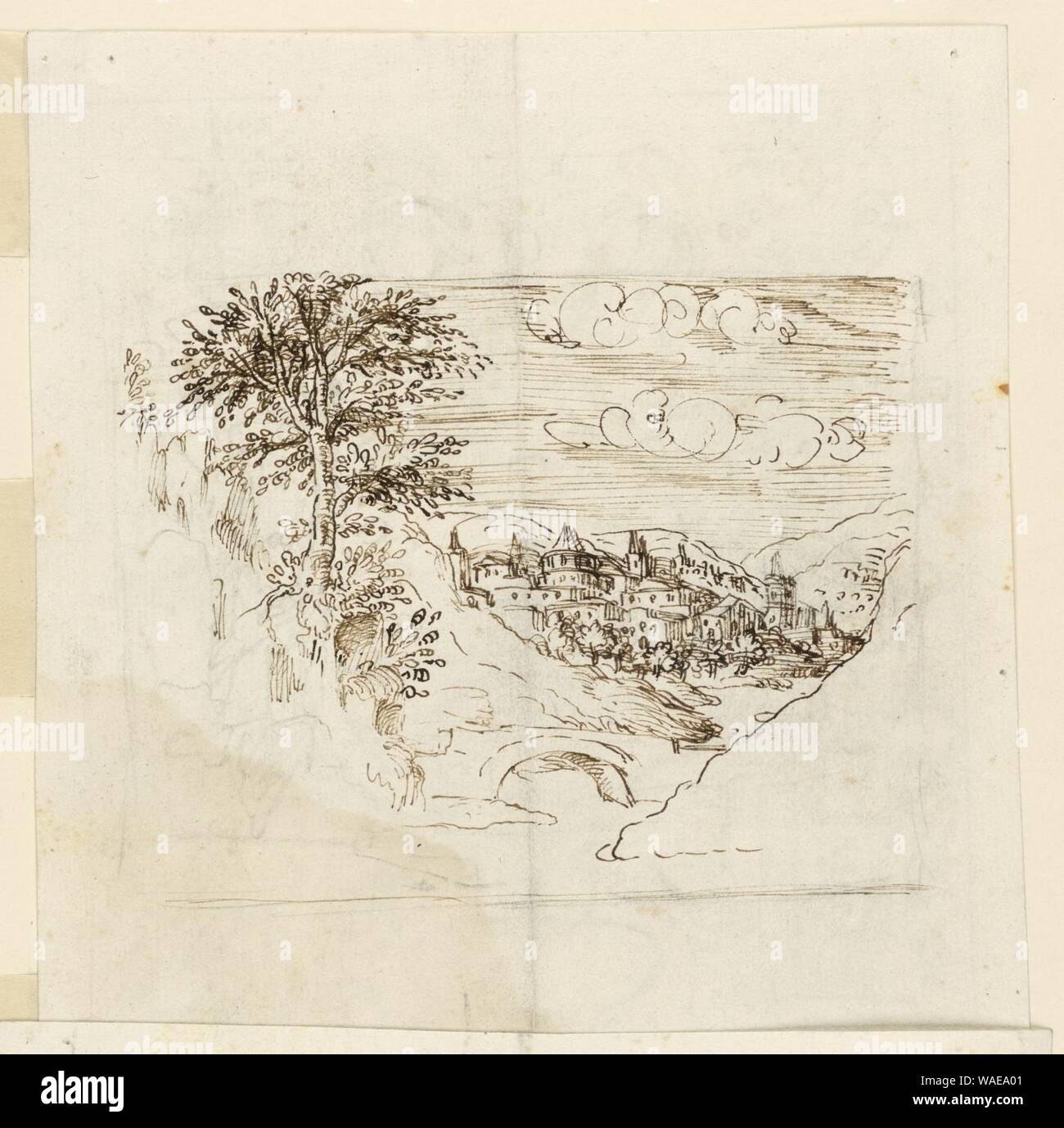 Drawing, A Landscape, early 17th century Stock Photo - Alamy