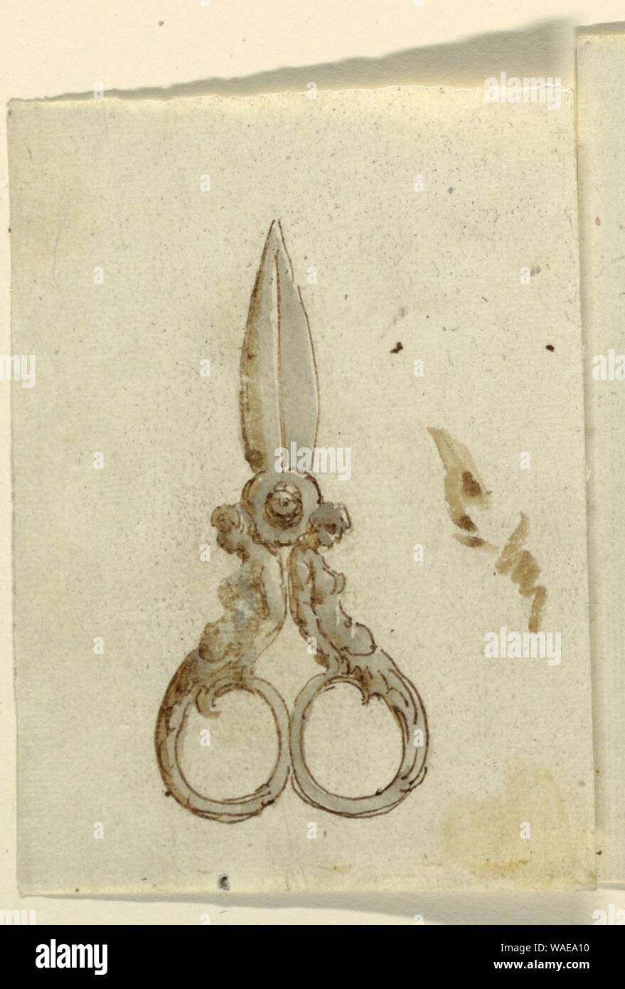 Drawing, A Pair of Scissors with Handles Formed by Half-figures of ...