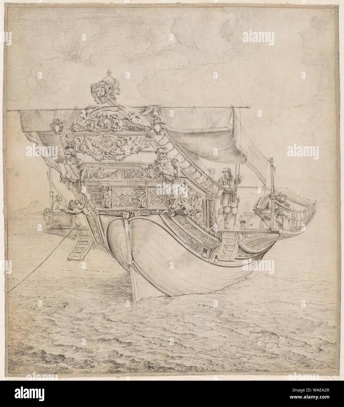 Drawing, A Royal French Galley Seen from the Stern, 1668–1669 Stock ...