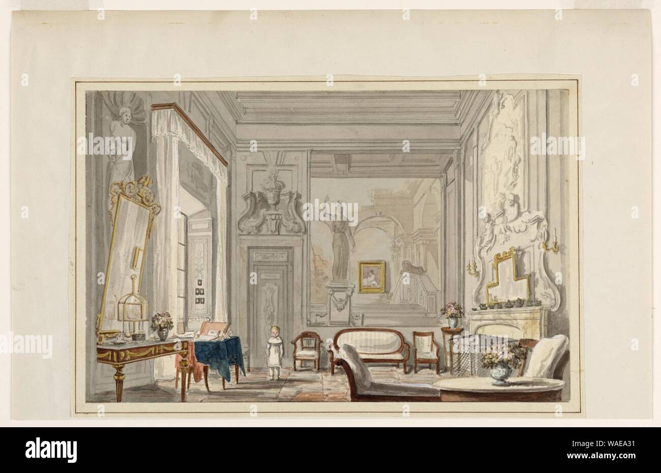 Drawing, A Room in a Florentine Palace, 1824 Stock Photo - Alamy
