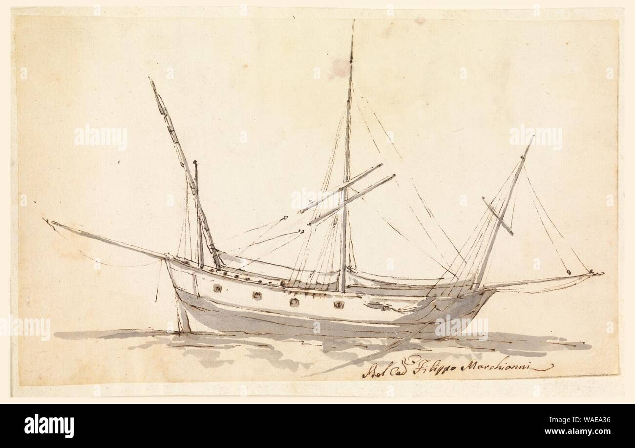 Drawing, A Sailing Ship, ca. 1780 Stock Photo - Alamy