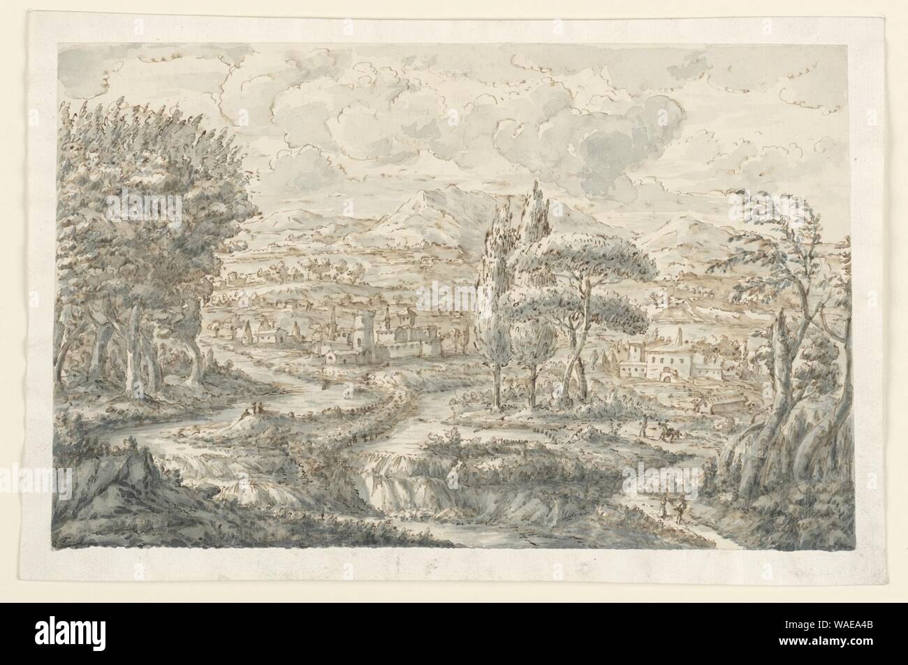 Drawing, A Valley, 1750–70 Stock Photo - Alamy