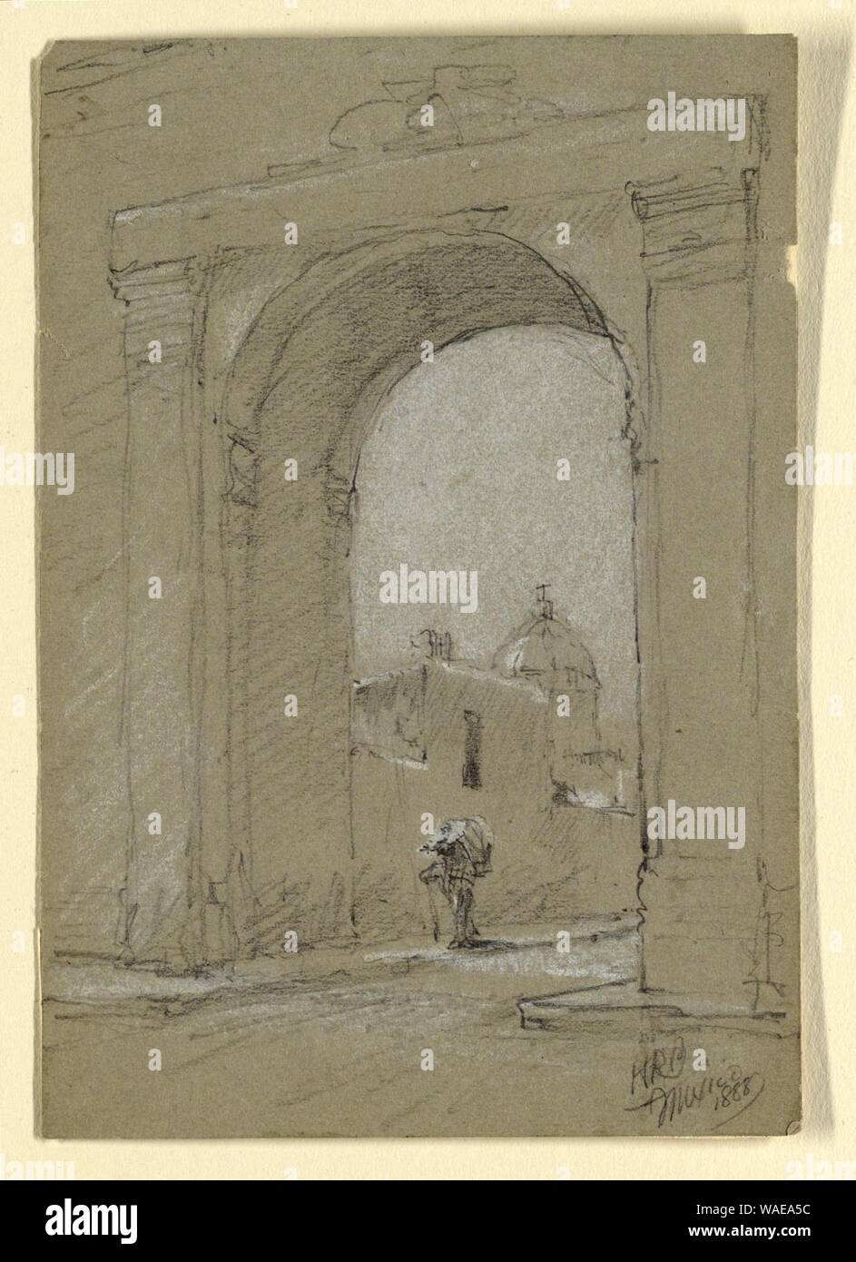 Drawing, A town gate in Mexico., 1888 Stock Photo - Alamy
