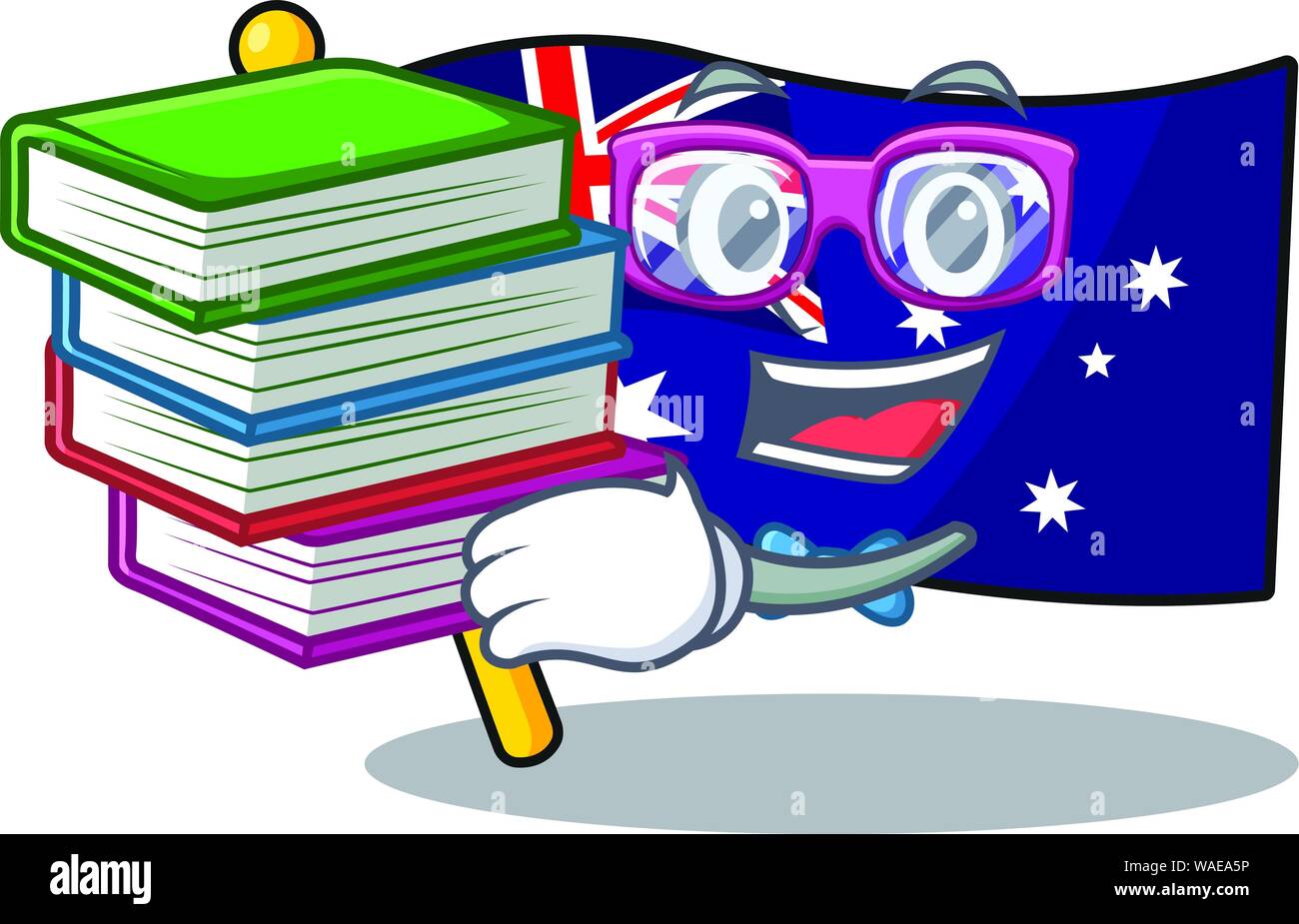 Student with book flag australia isolated in the mascot Stock Vector ...