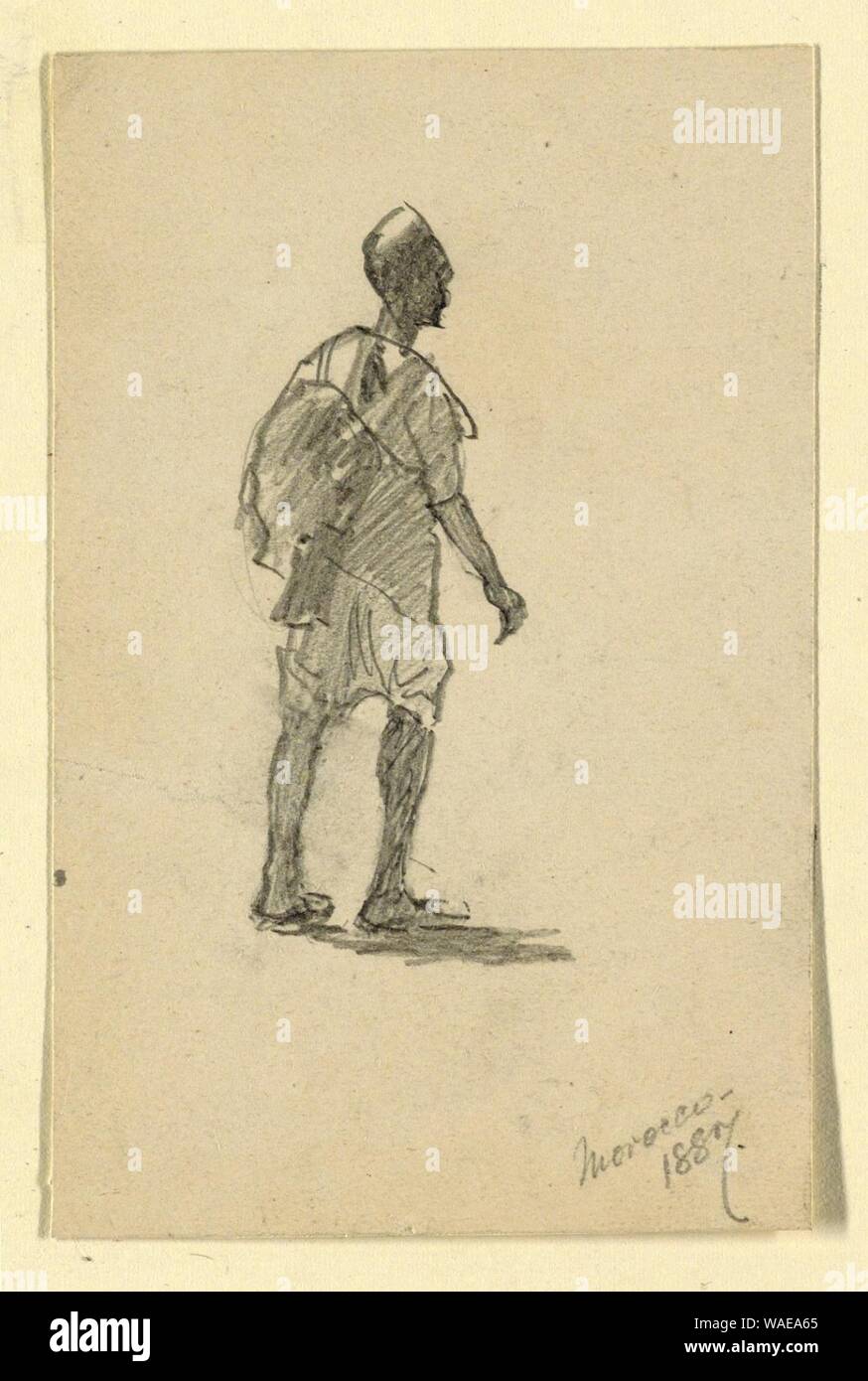 Drawing, A walking Moor, 1887 Stock Photo - Alamy