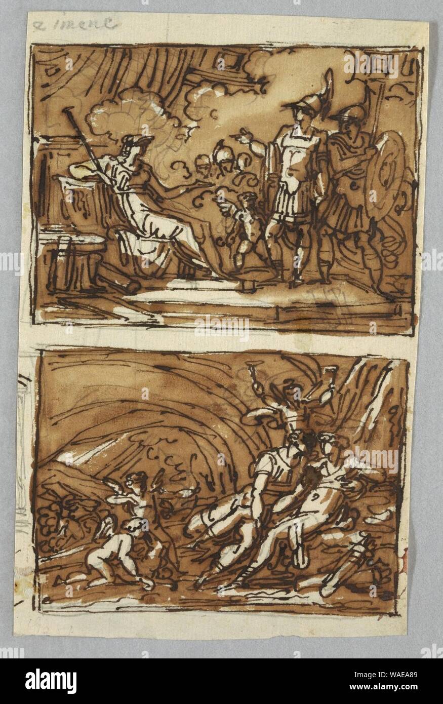 Drawing, Aeneas and Achates before Dido; the Love of Aeneas and Dido ...