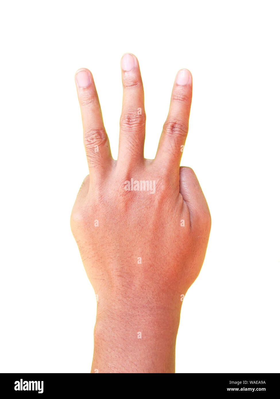 Three finger hand gesture sign hi-res stock photography and images - Alamy