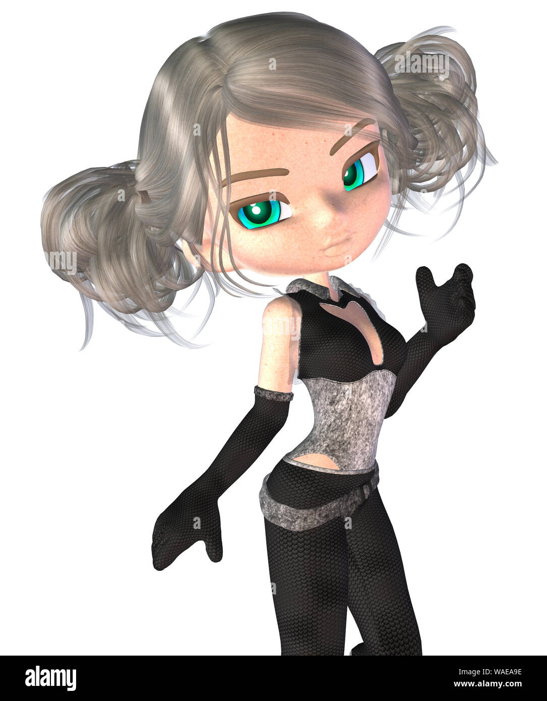 Digitally rendered image of a cute cartoon girl in modern outfit Stock ...