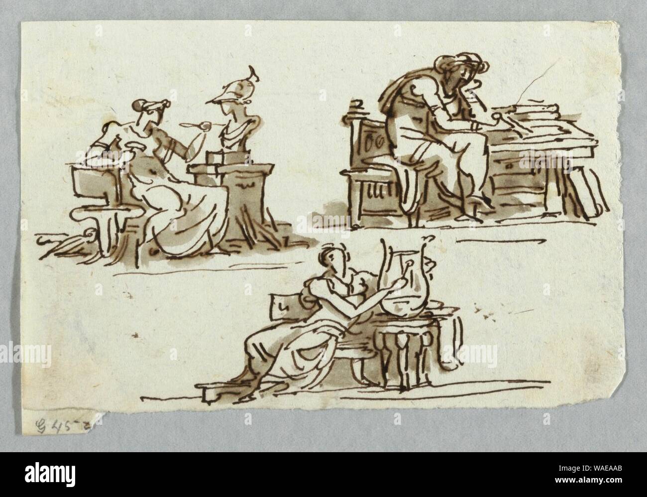 Drawing, Allegories of Sculpture, Architecture and Music, ca. 1813 ...