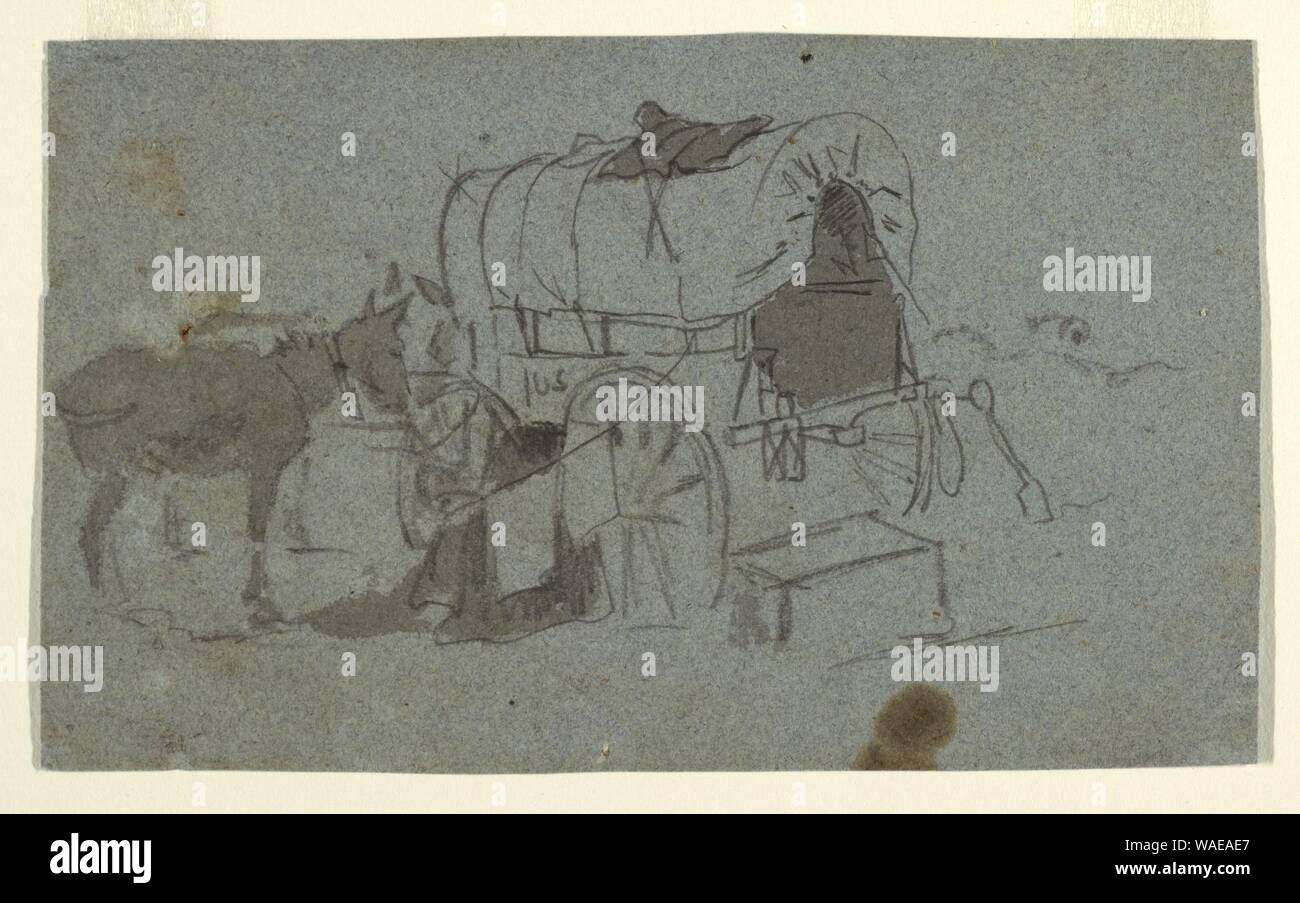 Drawing, An Army Wagon and Mule, ca. 1862 Stock Photo - Alamy