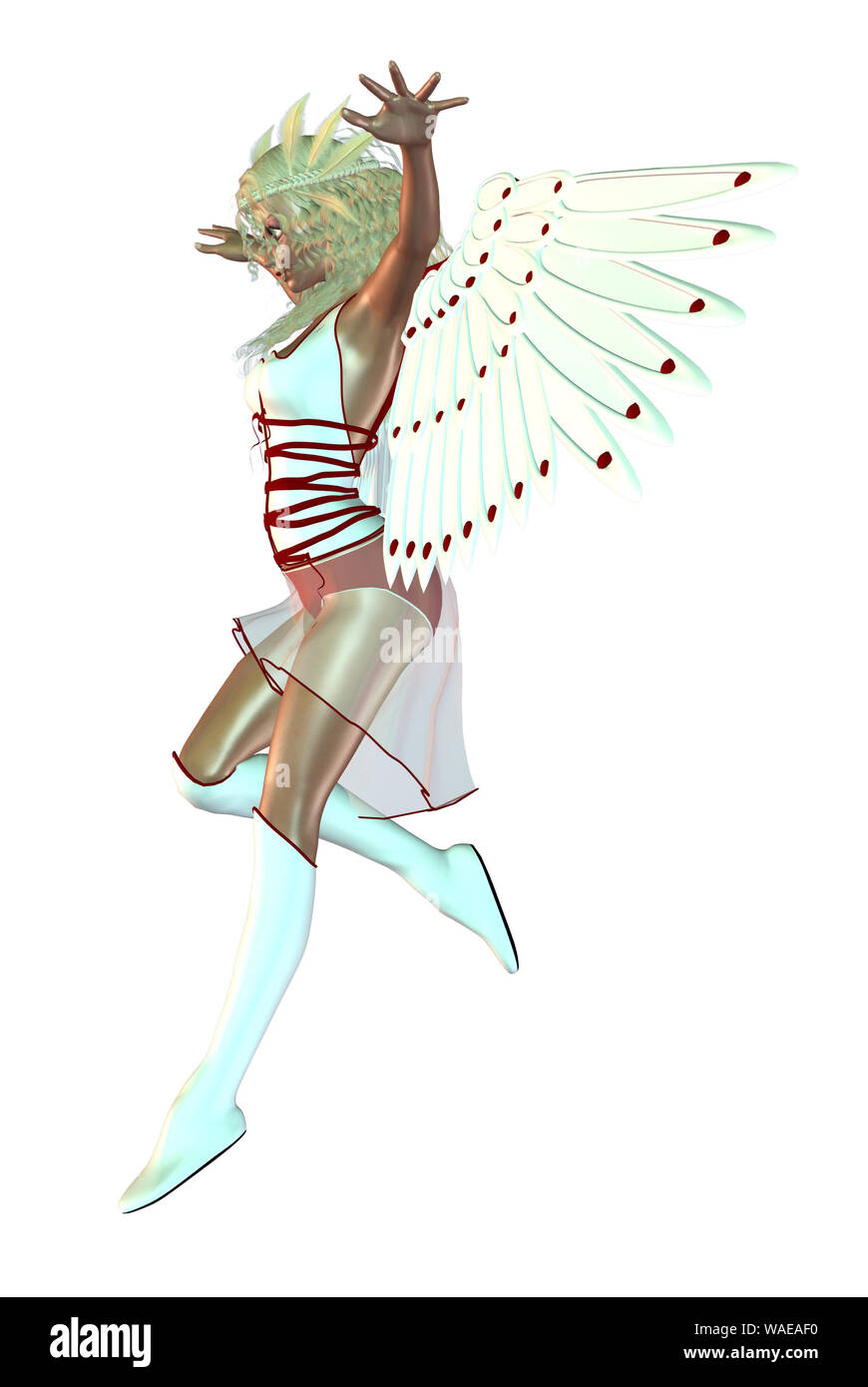 Digitally rendered illustration of an abstract female angel with wings ...
