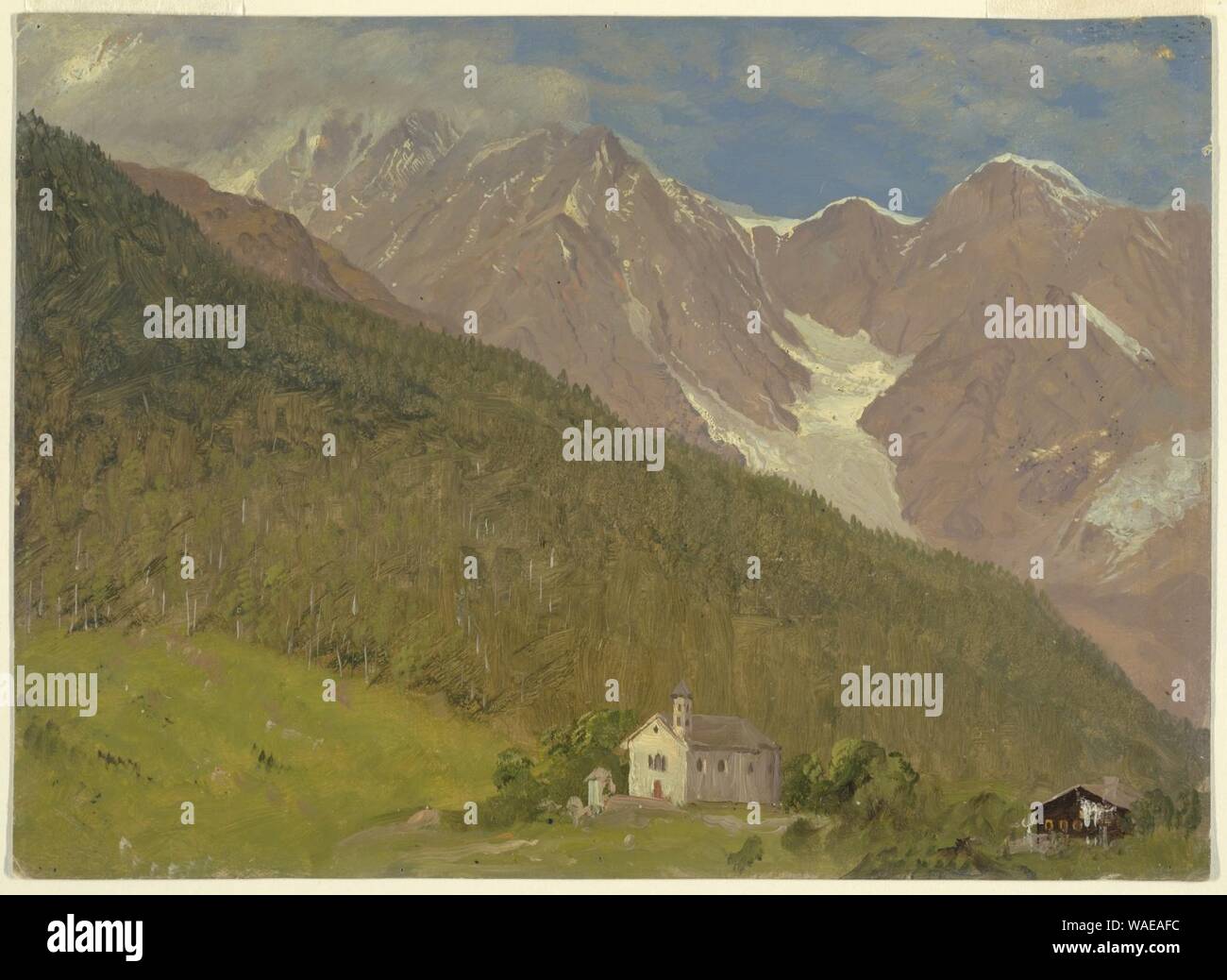 Drawing, An Alpine Landscape in Switzerland, August 1868 Stock Photo ...