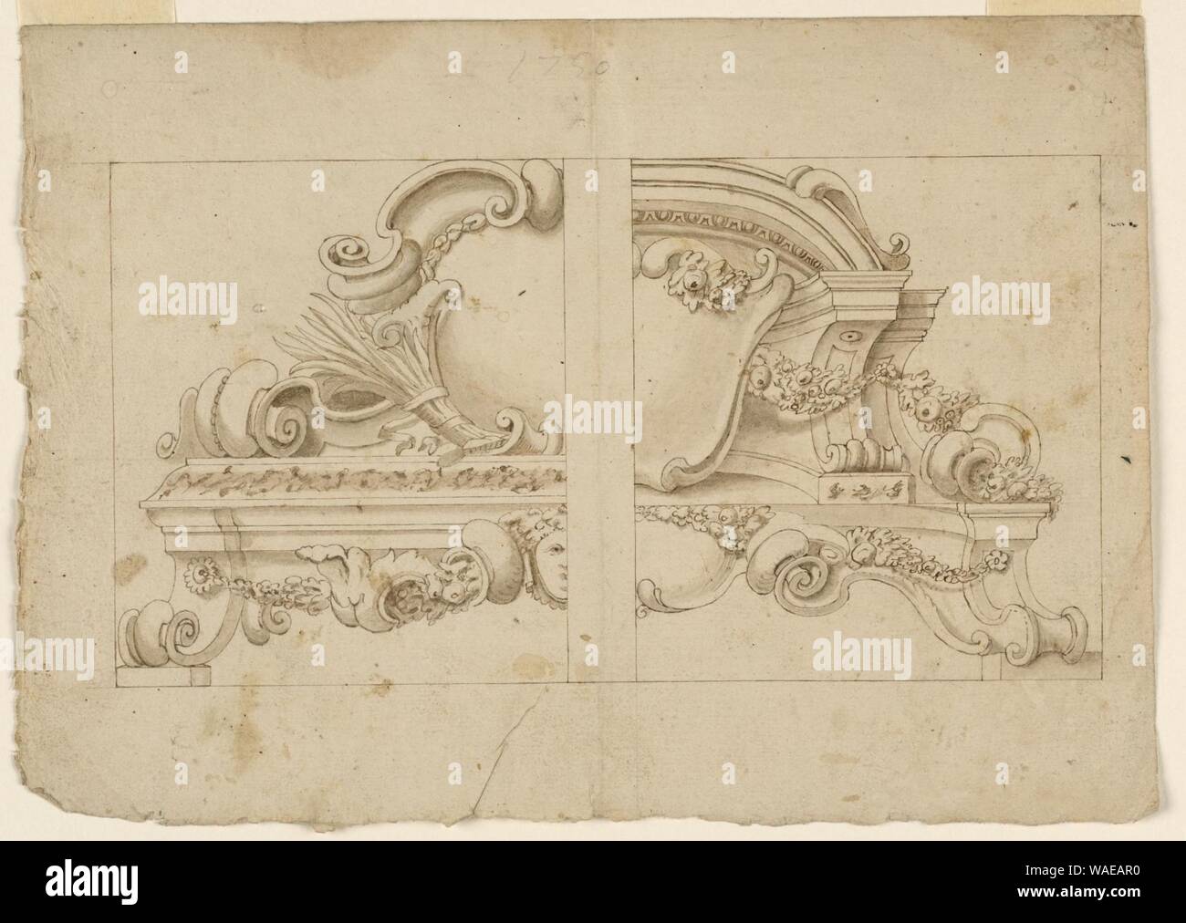 Drawing, Architectural Ornaments, 1750 Stock Photo - Alamy