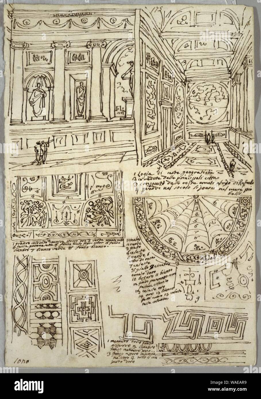 Drawing, Architectural Interior Elements; Verso- Anatomical Studies ...