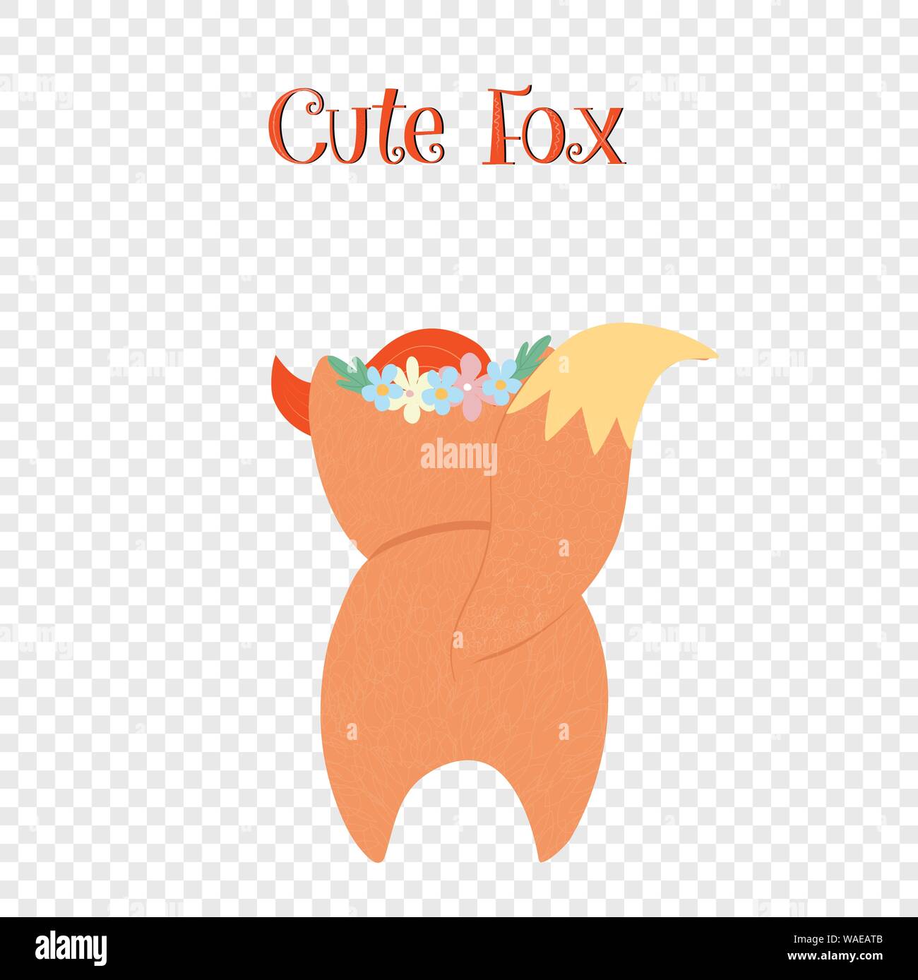 Cute fox rear view isolated on transparent background. Funny little fox ...
