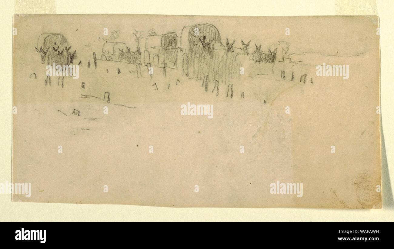 Drawing, Army Wagon Train, 1862 Stock Photo - Alamy
