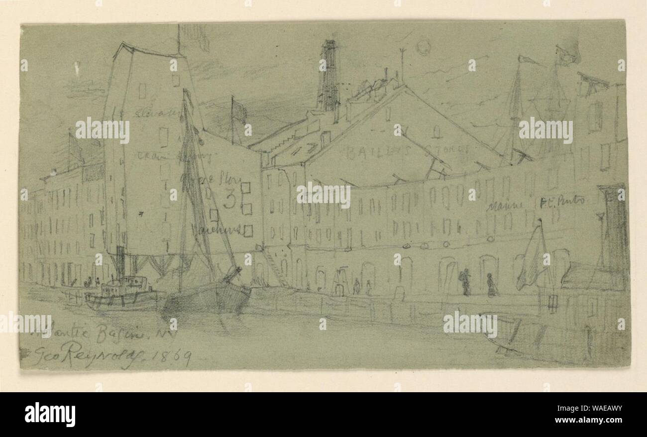 Drawing, Atlantic Basin, New York, 1869 Stock Photo - Alamy