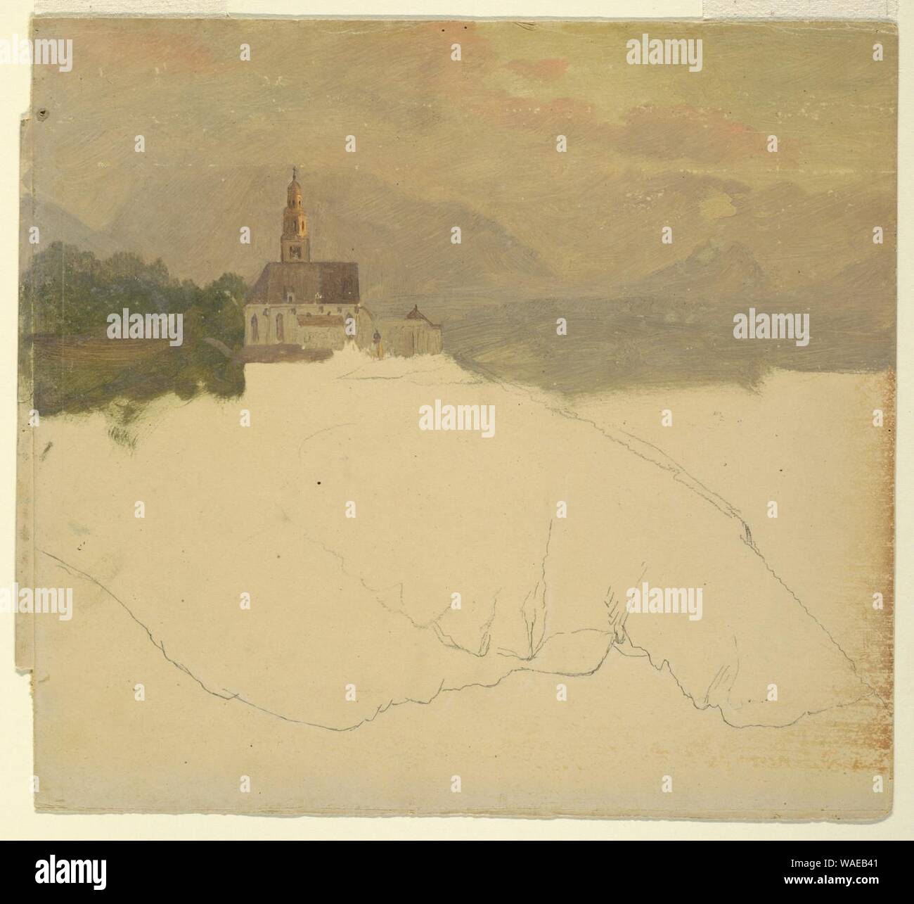 Drawing, Bavarian Landscape, 1868 Stock Photo - Alamy