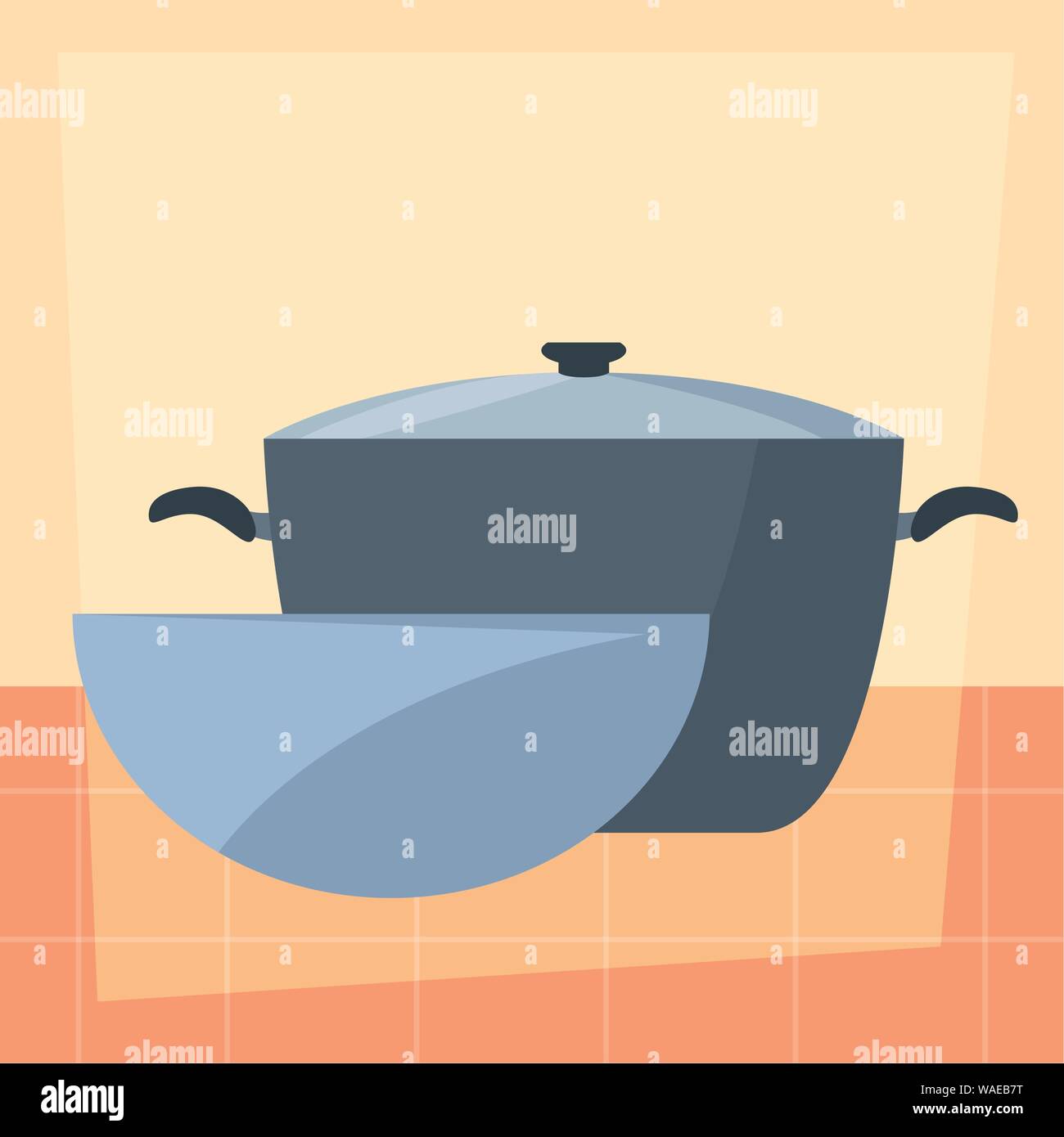 pot and bowl preparation cooking vector illustration Stock Vector Image ...