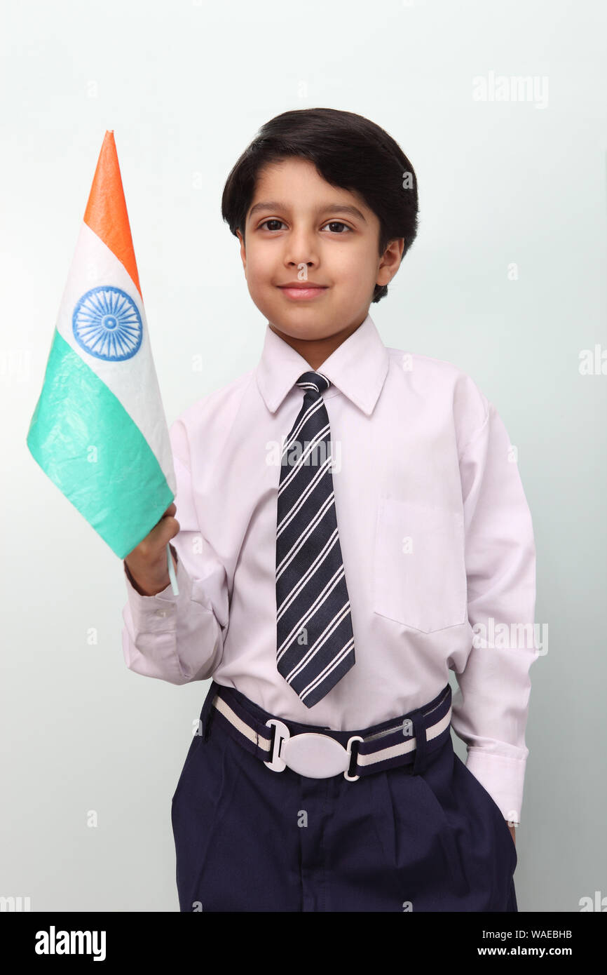 School Boy Holding Indian Flag High Resolution Stock Photography and ...