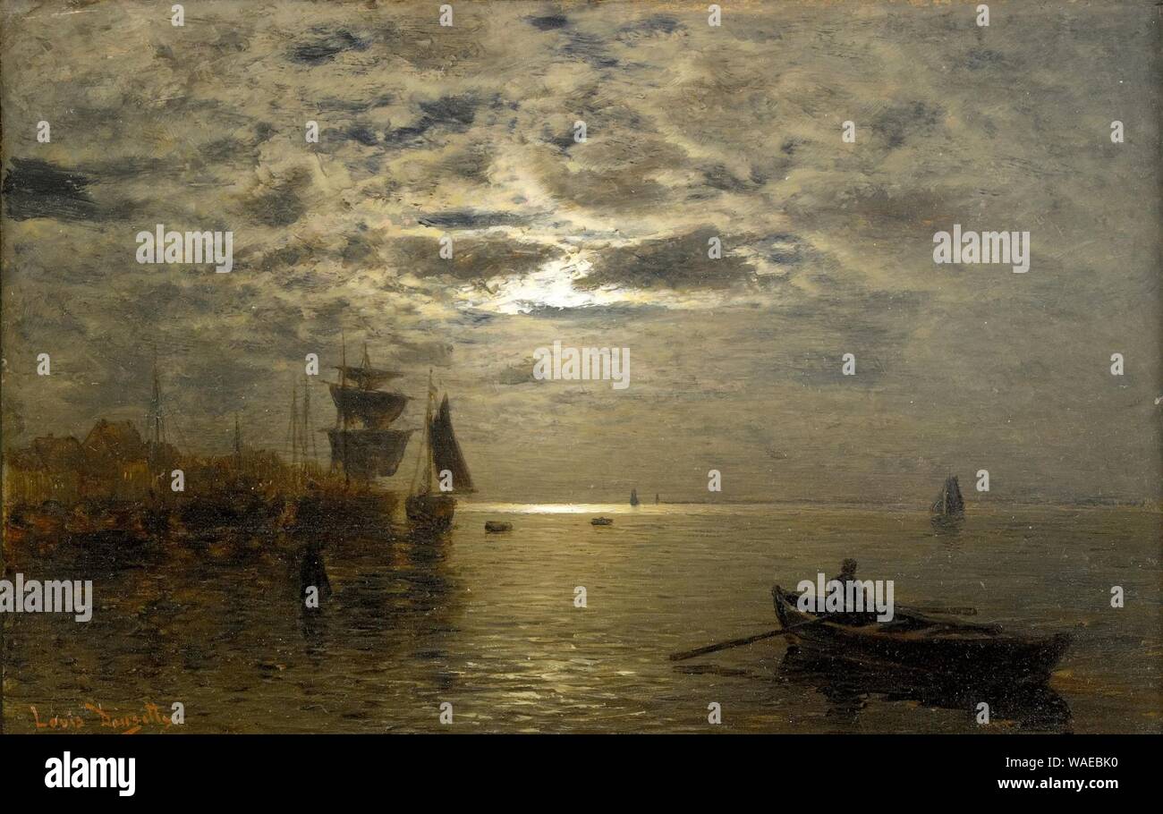 Louis Douzette - Küstenlandschaft im Mondschein Stock Photo - Alamy