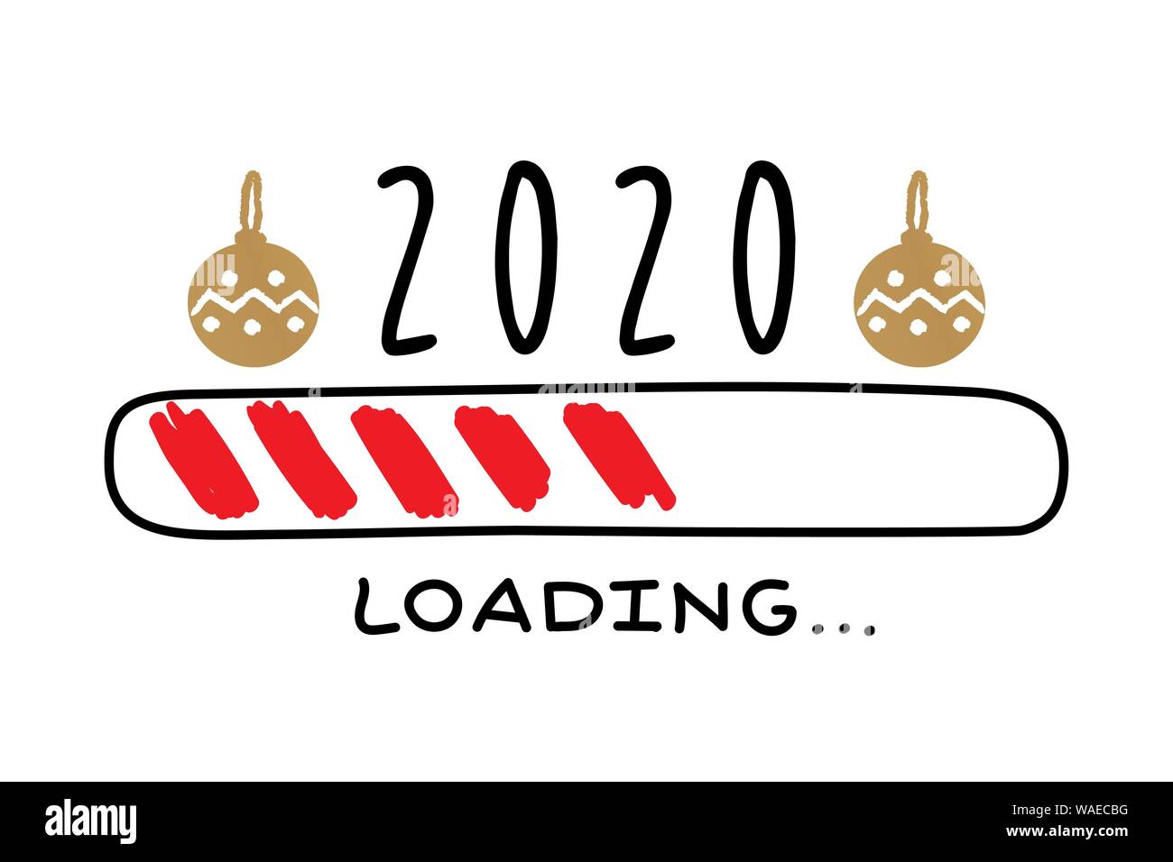 Progress bar with inscription - 2020 loading in sketchy style. Vector ...
