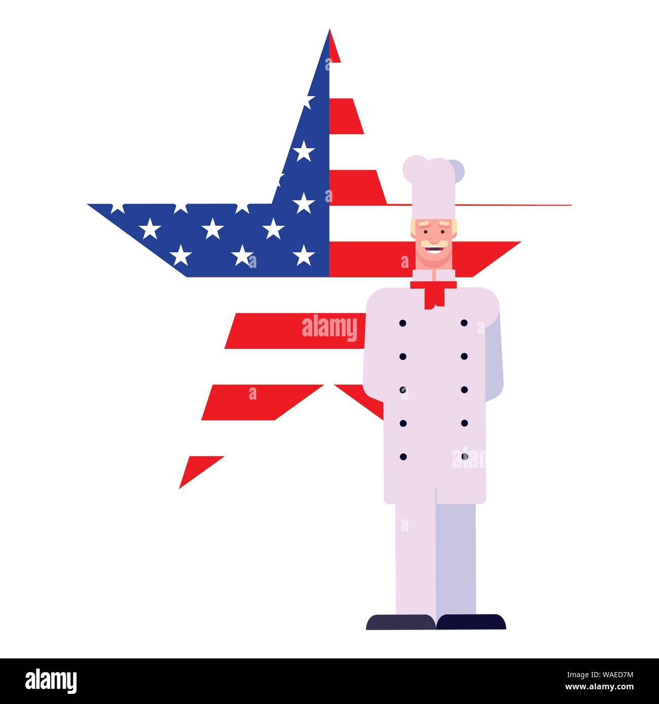 happy labor day - chef american flag shape star vector illustration ...