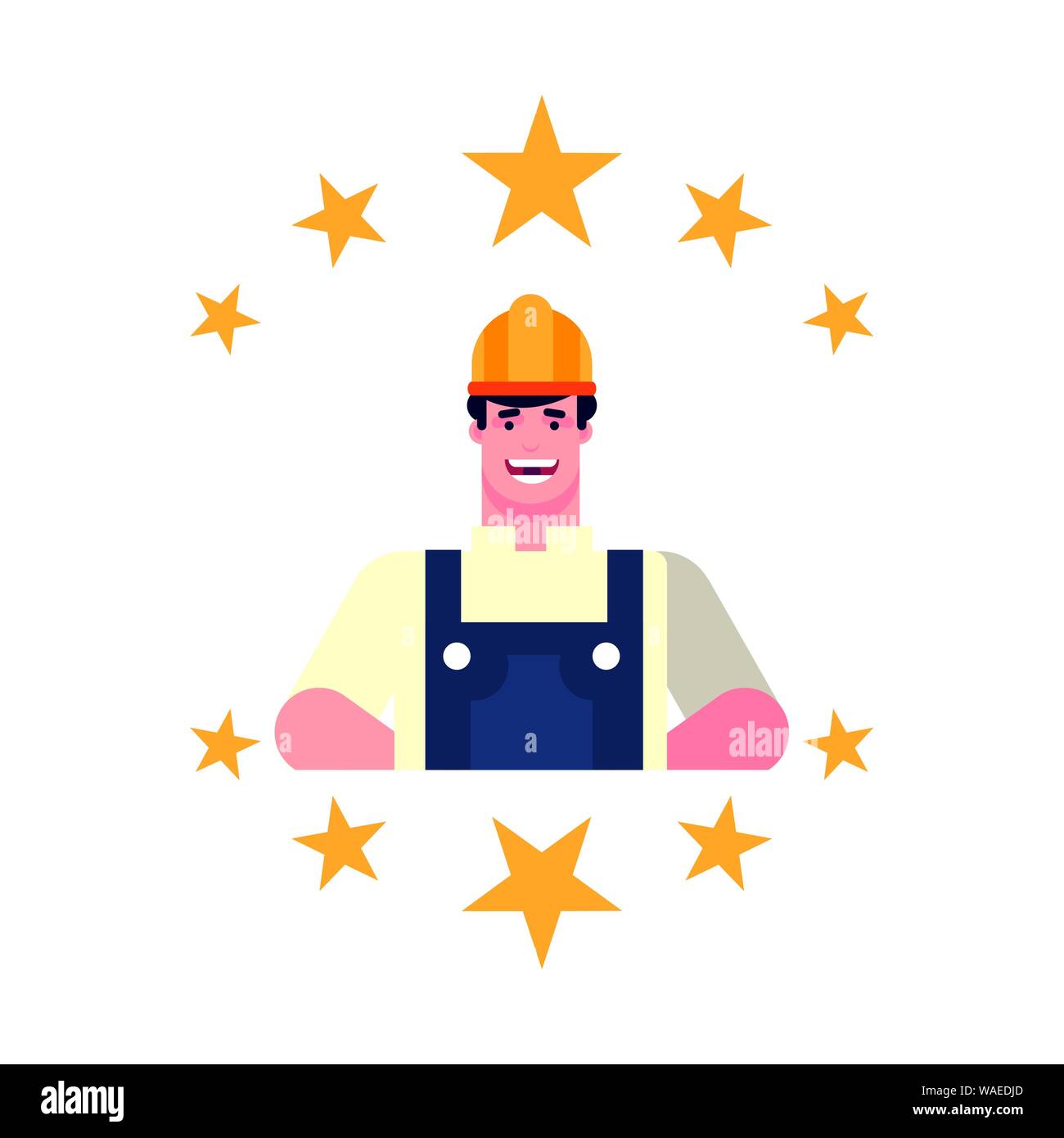 happy labor day - worker employee stars emblem vector illustration ...