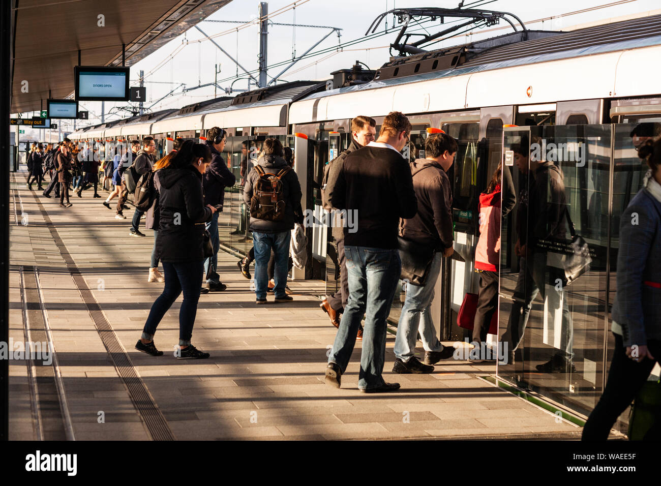 Sydney, NSW / Australia - July 26 2019: Commuter rush commuter stress ...