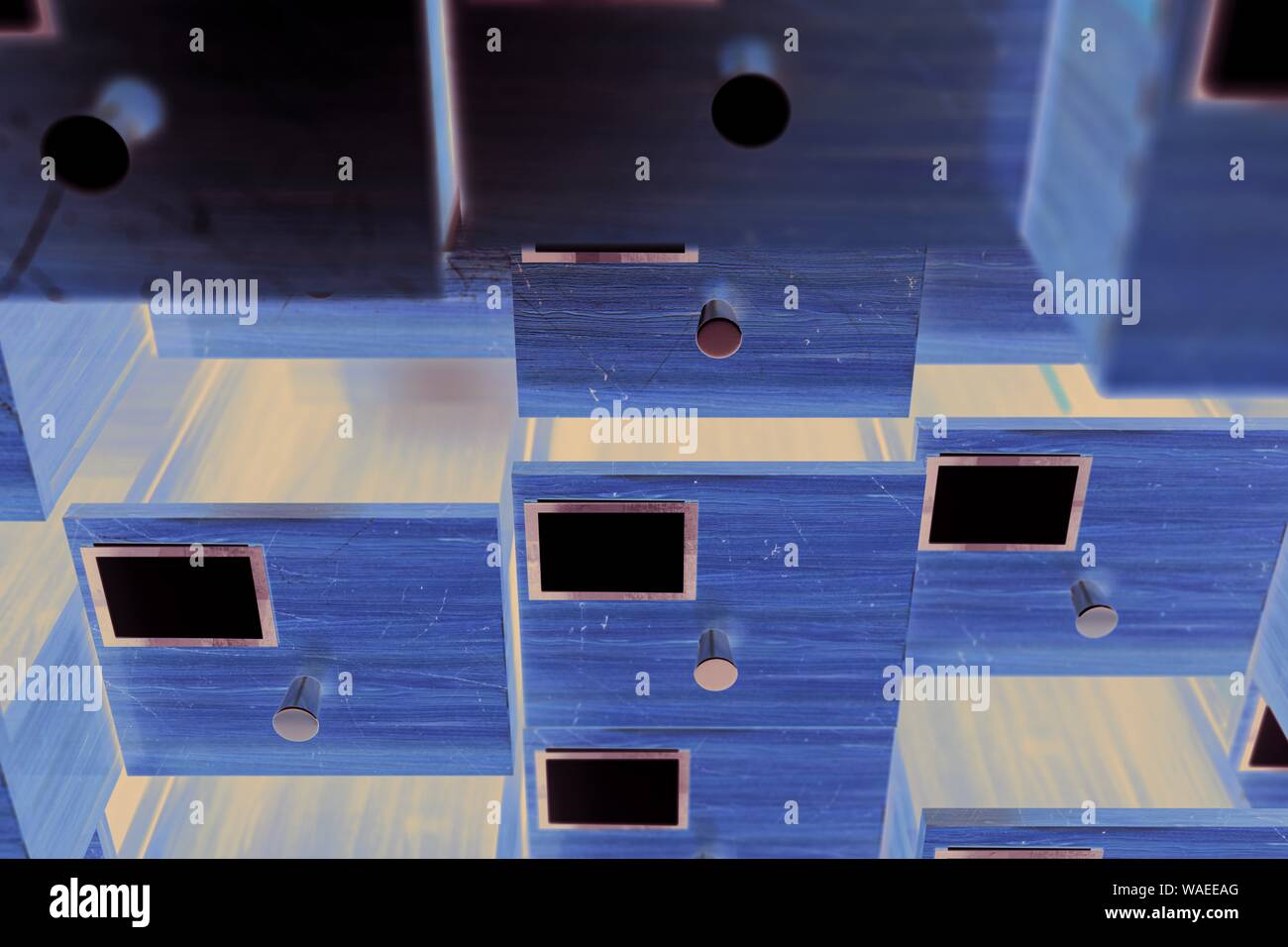 Data collection in containers - 3D Rendering Stock Photo - Alamy