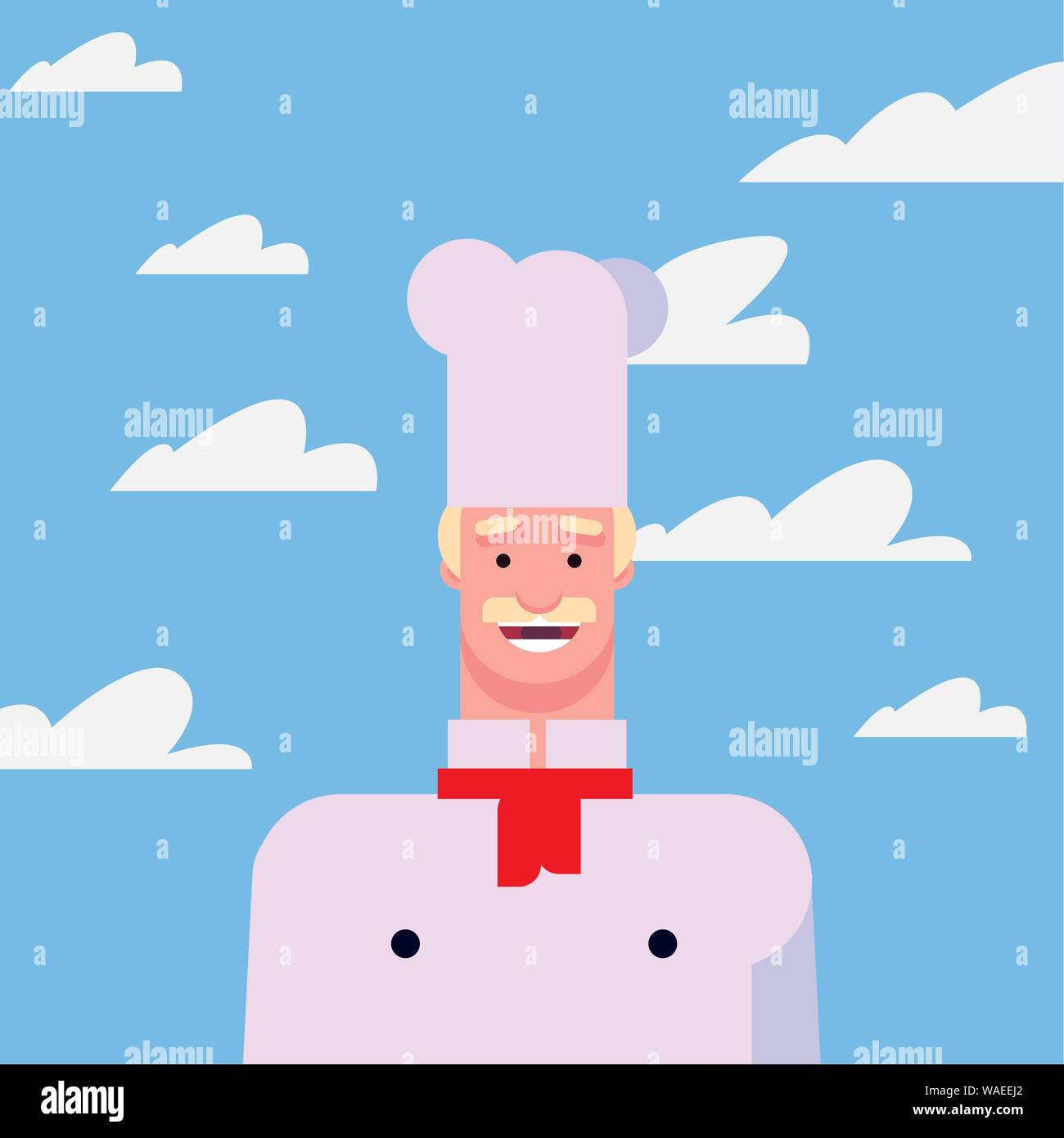 happy labor day - chef portrait sky background vector illustration ...